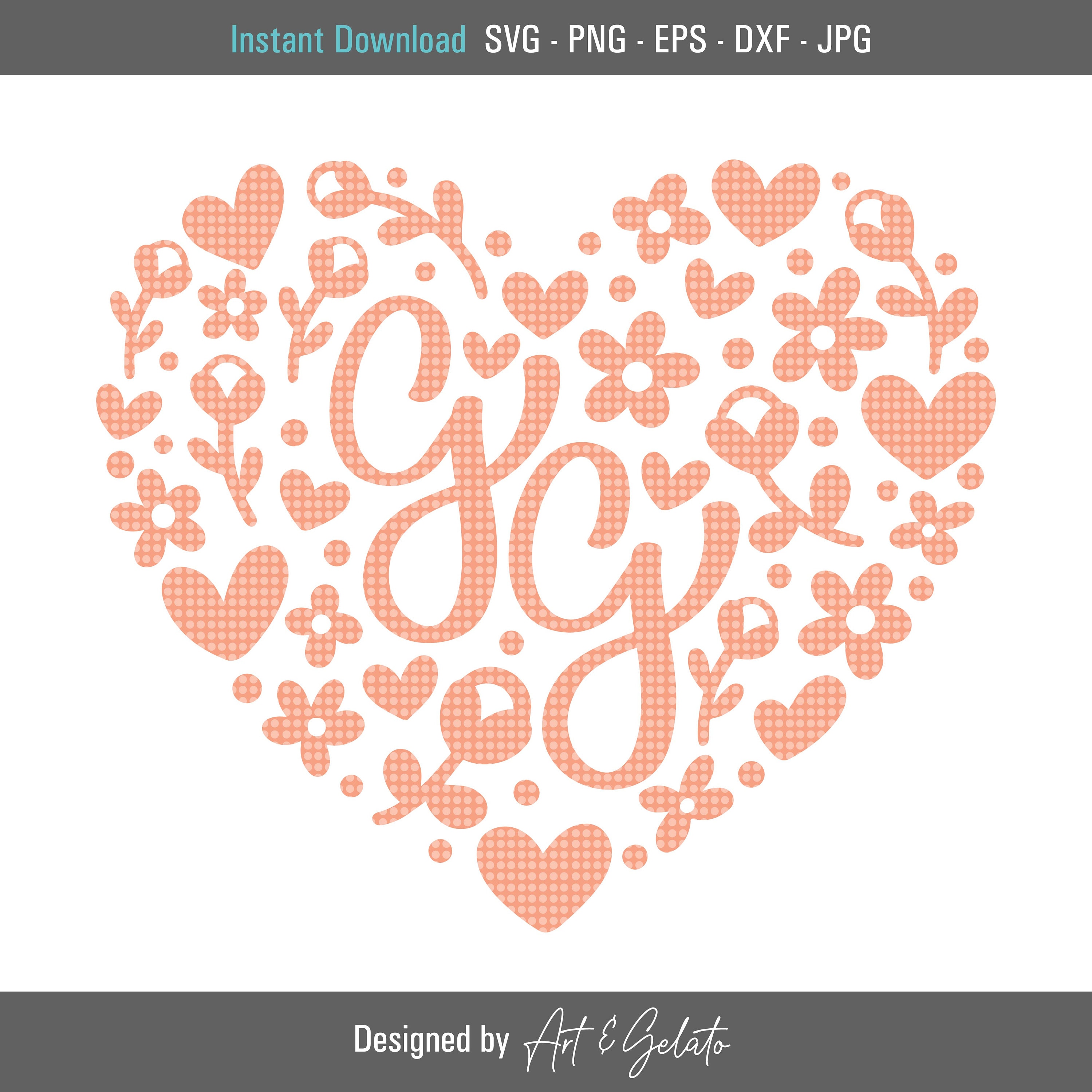 GG Floral Heart SVG GG Svg Great Grandma Svg Happy - Etsy