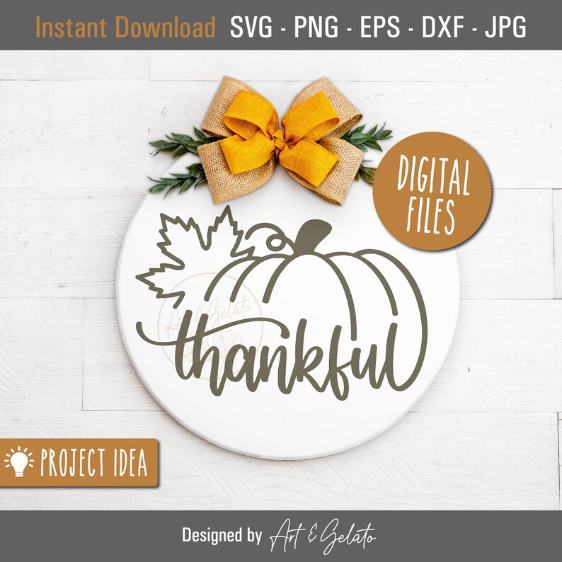 Thankful Pumpkin SVG Pumpkin Svg Thankful Svg Fall Door - Etsy