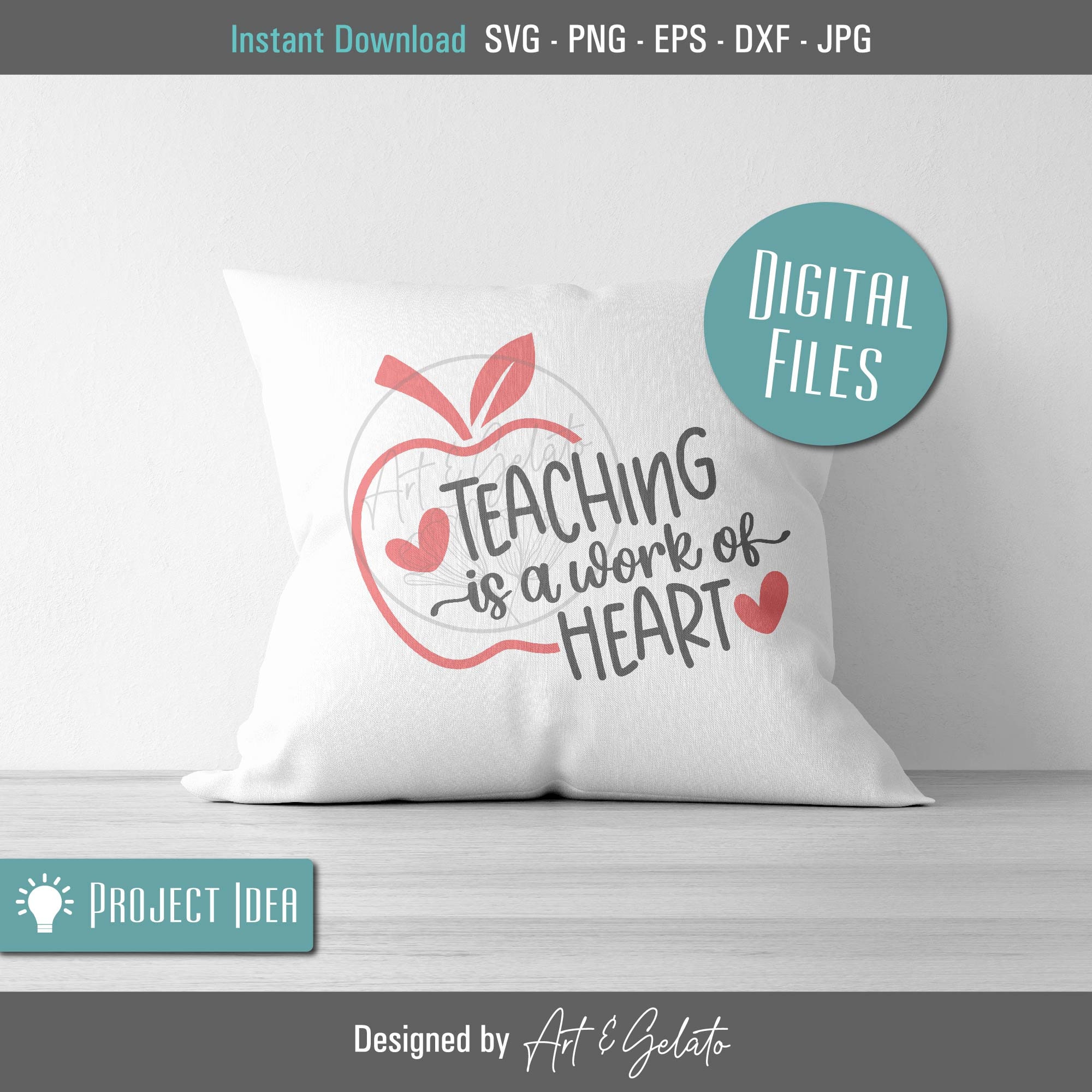 Teaching is a Work of Heart SVG, Teacher Apple SVG, Teacher SVG, Best ...
