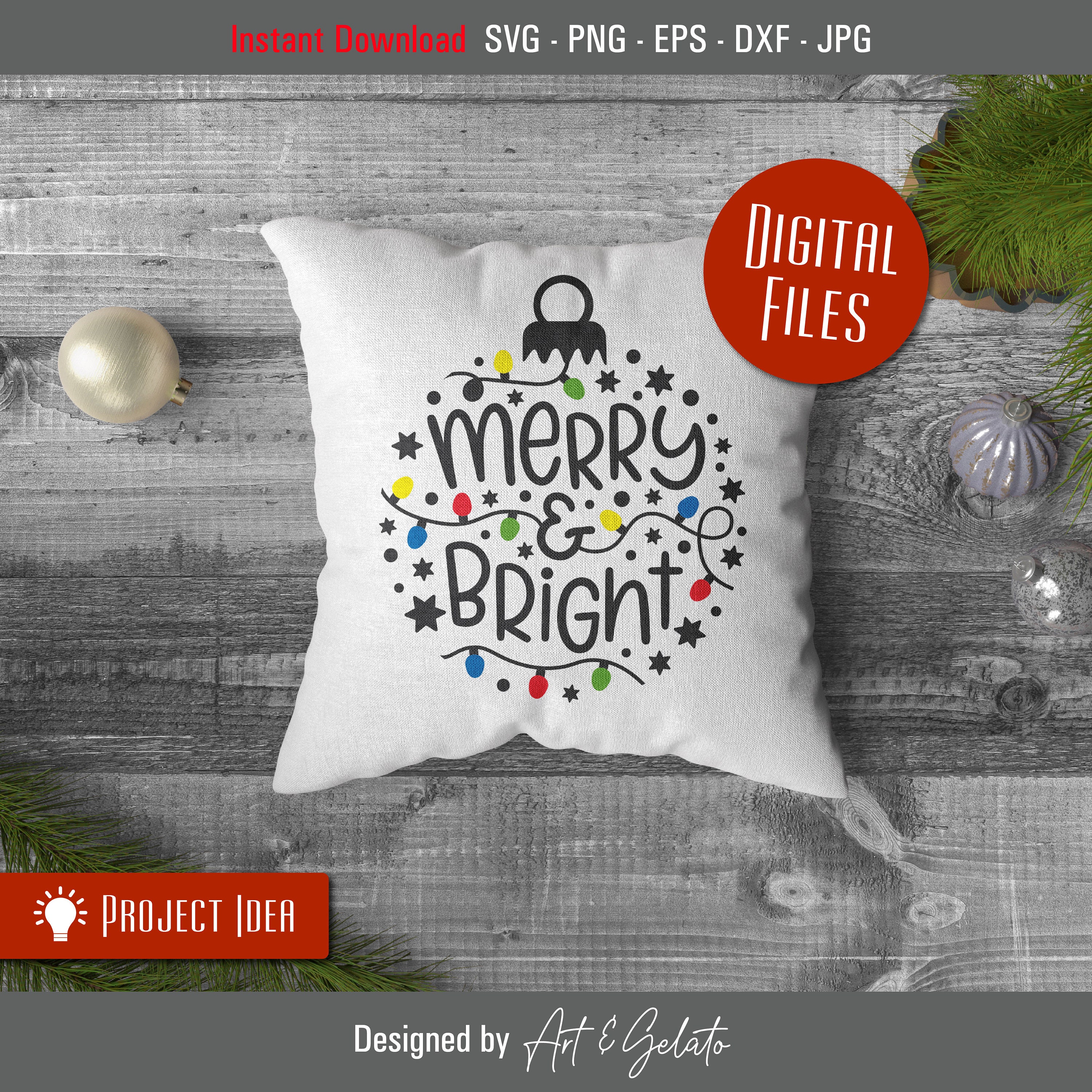 Merry and Bright Ornament SVG, Merry and Bright Svg, Merry Christmas ...