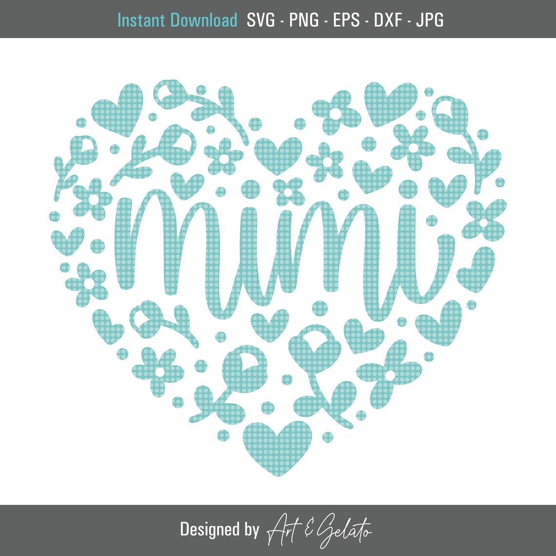 Mimi Floral Heart SVG Mimi SVG Grandma Svg Happy | Etsy