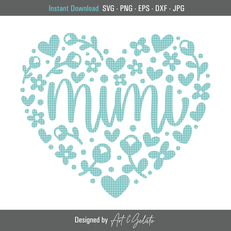 Mimi Floral Heart SVG Mimi SVG Grandma Svg Happy | Etsy