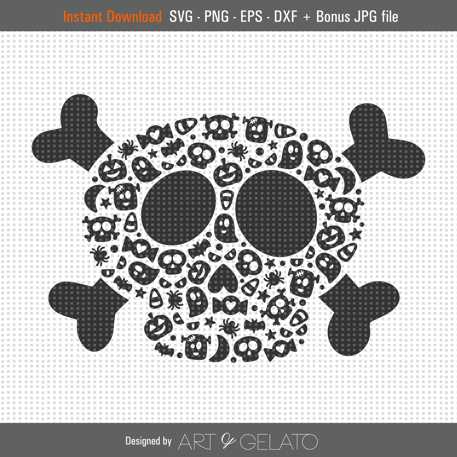 Bones Skull SVG Halloween Skull Svg Cute Skeleton Svg - Etsy
