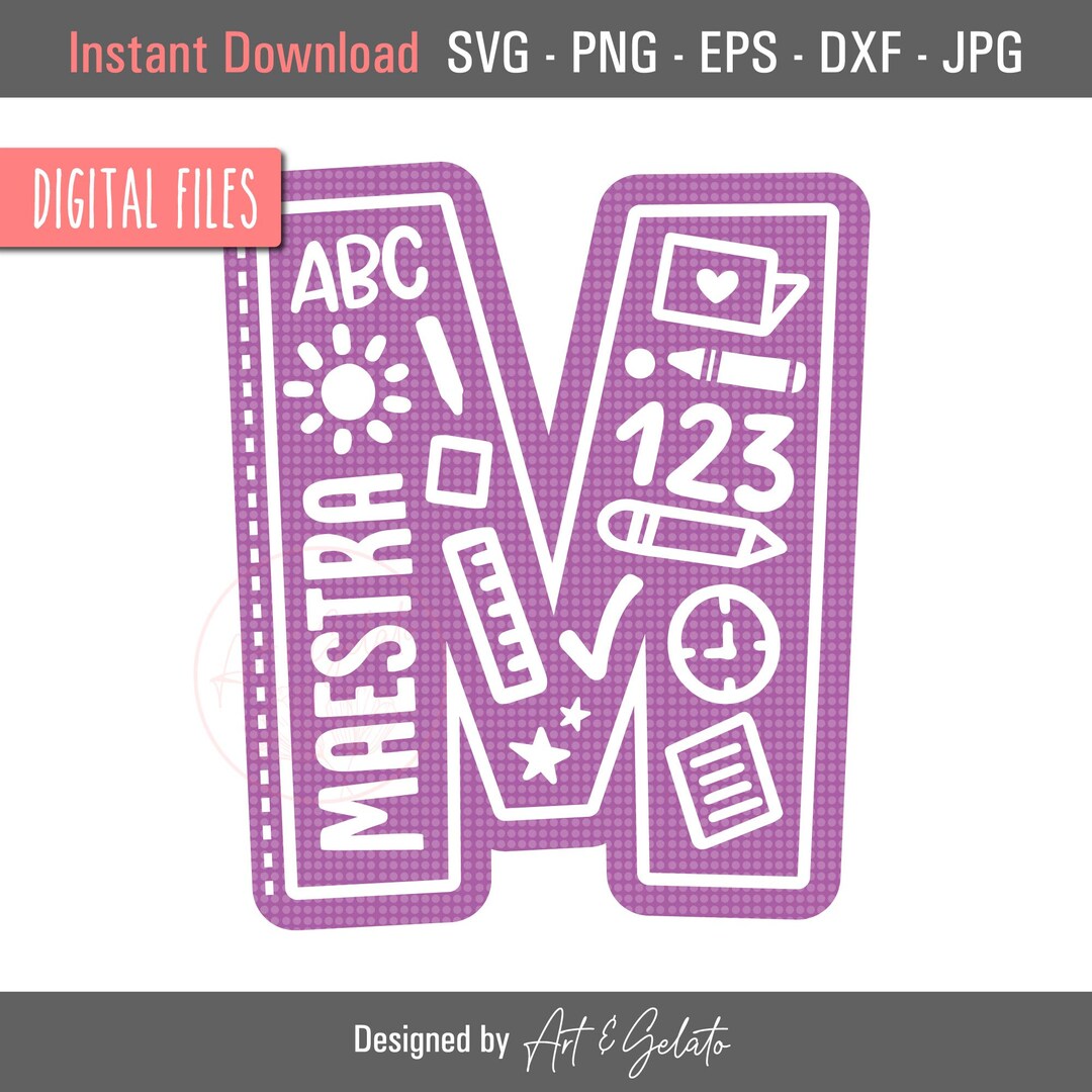 M SVG, Maestra SVG, Teacher Spanish SVG, Back to School Svg, Spanish ...
