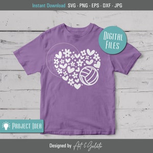 Volleyball Floral Heart SVG, Volleyball Love Svg, Volleyball Girl Svg ...
