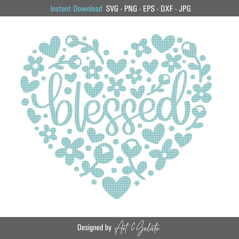 Buy Blessed Floral Heart SVG, Blessed Svg, Floral Heart Svg, Hearts and ...