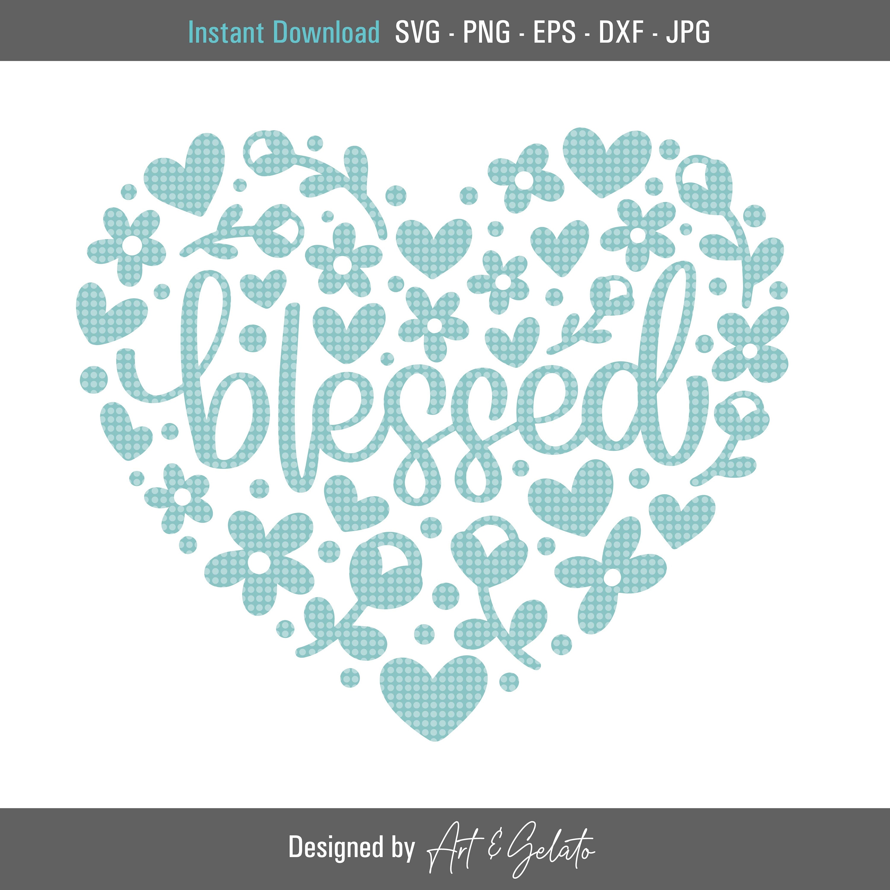 Blessed Floral Heart SVG Blessed Svg Floral Heart Svg | Etsy