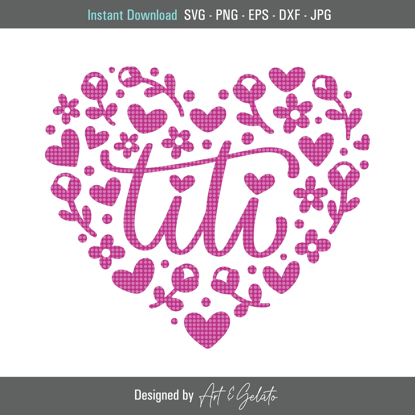 Titi Floral Heart SVG, Titi Svg, Floral Heart Svg, Happy Mother's Day ...