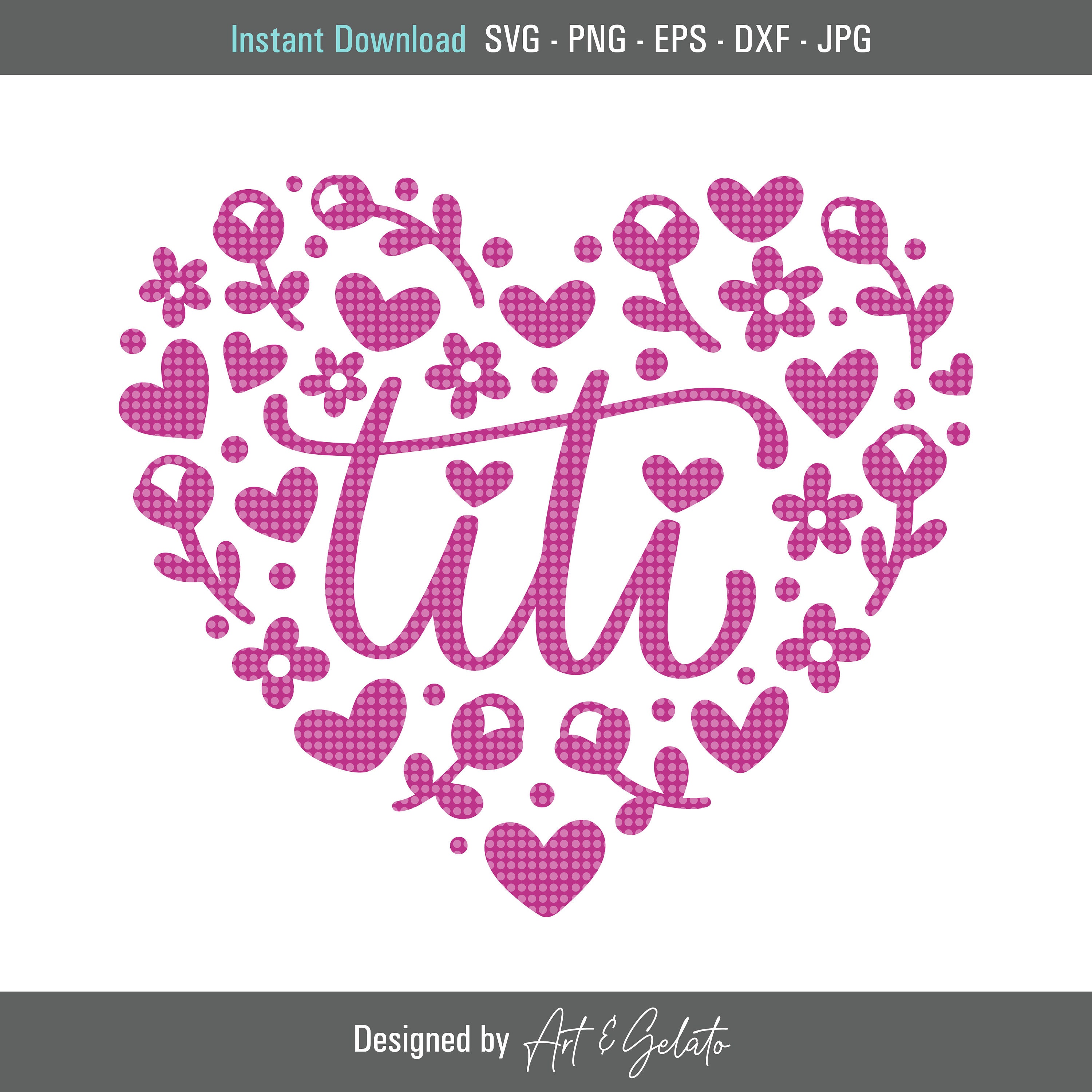 Titi Floral Heart SVG, Titi Svg, Floral Heart Svg, Happy Mother's Day ...