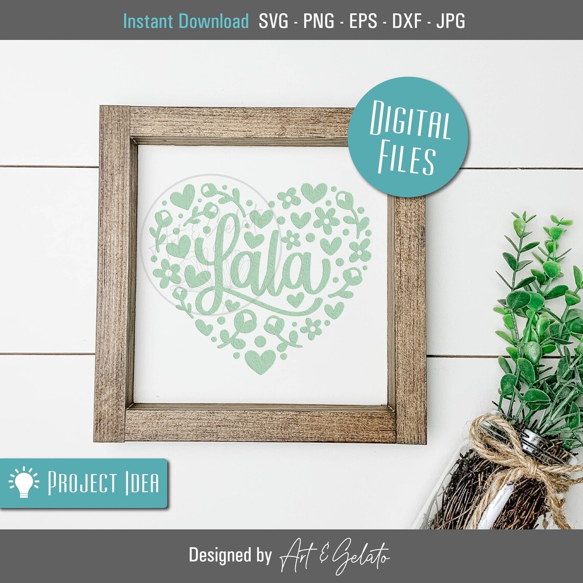 Lala Floral Heart SVG, Grandma SVG, Happy Mother's Day Svg, Nana Svg ...