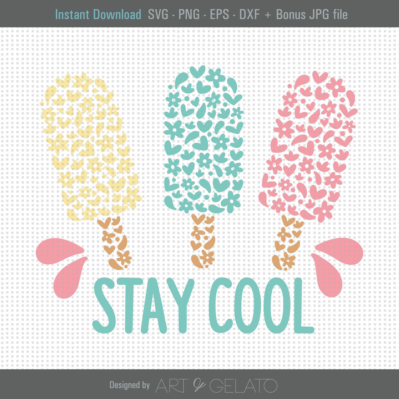 Stay Cool SVG, Floral Popsicles Svg, Cute Summer Svg, Summer Svg ...