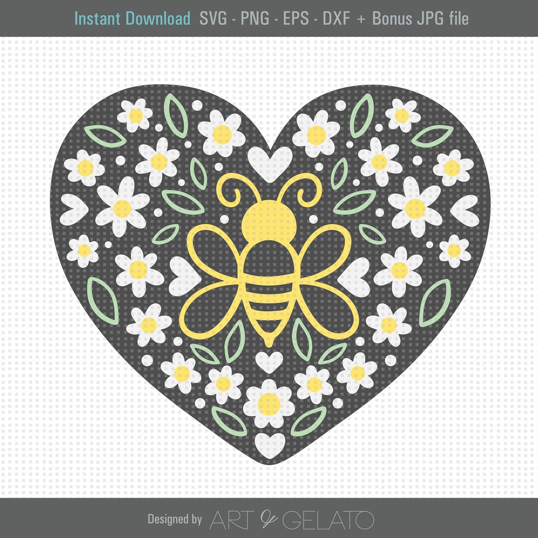 Bee Heart SVG, Bee Love Svg, Honeybee Svg, Bumble Bee Svg, Bee and ...