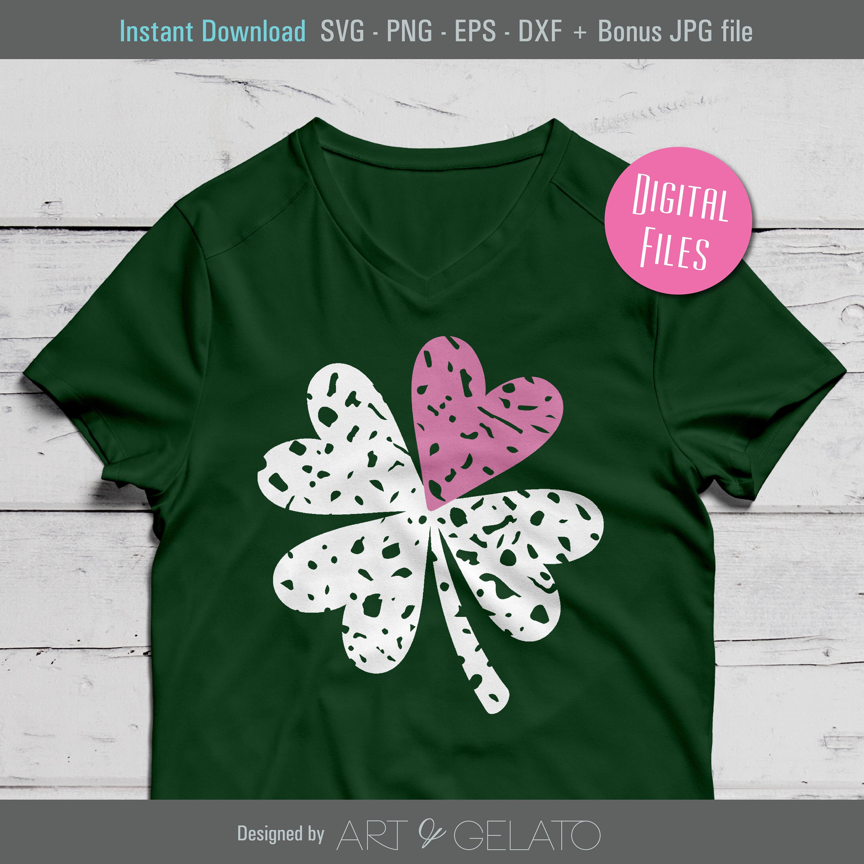 Lucky Clover SVG Distressed Clover Svg Shamrock Svg Clover | Etsy