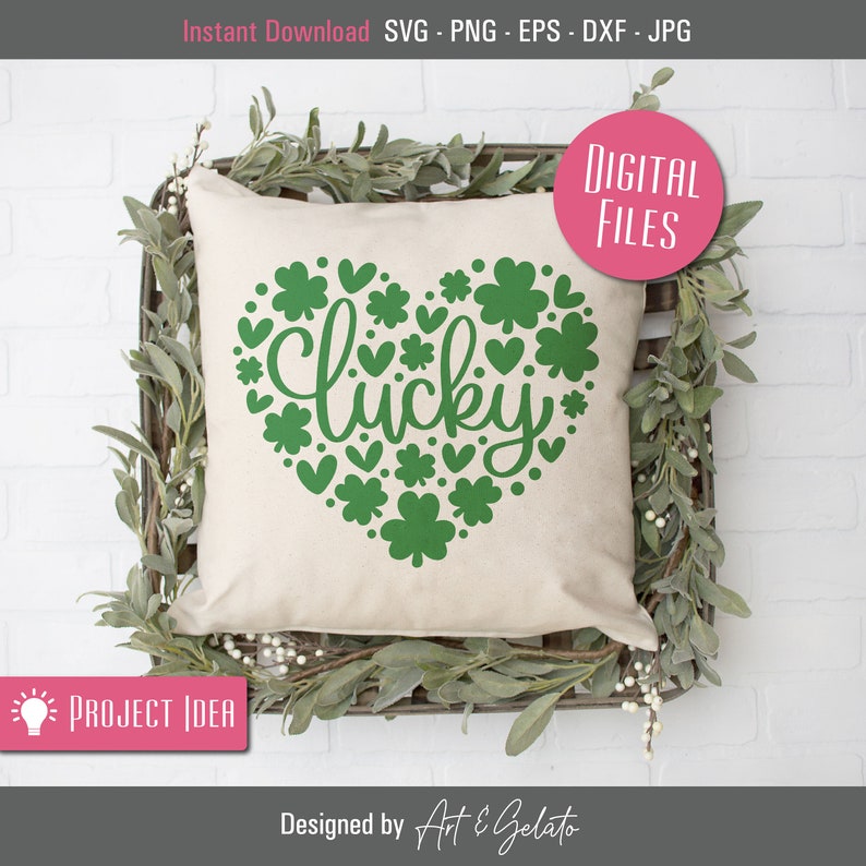 Lucky Heart SVG, Lucky SVG, St Patrick's Day Svg, Shamrock Svg, Lucky ...