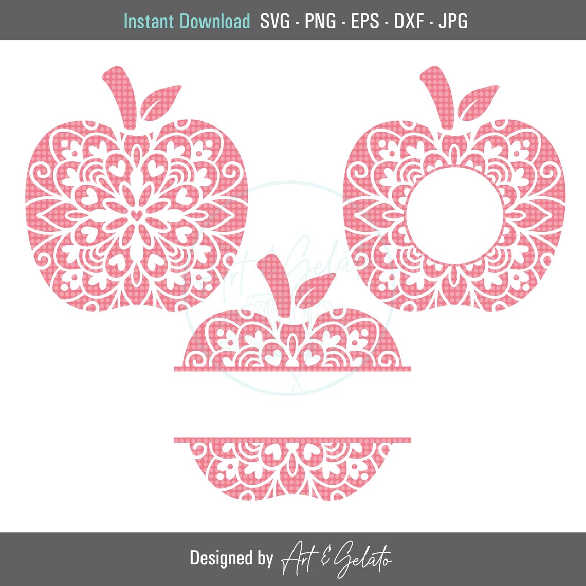 Apple Mandala SVG Apple Frame SVG Apple Monogram Frame SVG | Etsy