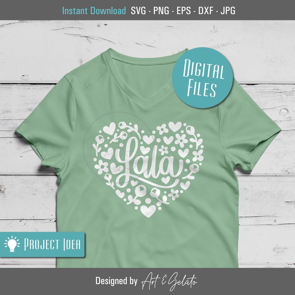 Lala Floral Heart SVG Grandma SVG Happy Mother's Day - Etsy