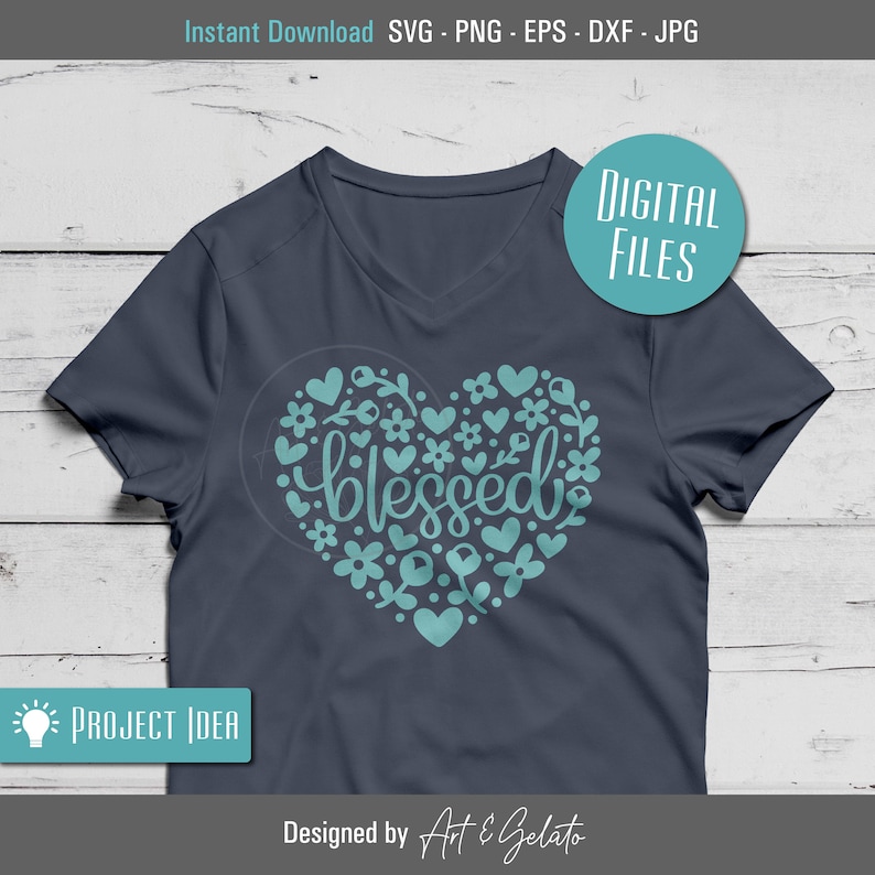 Buy Blessed Floral Heart SVG Blessed Svg Floral Heart Svg Online in ...