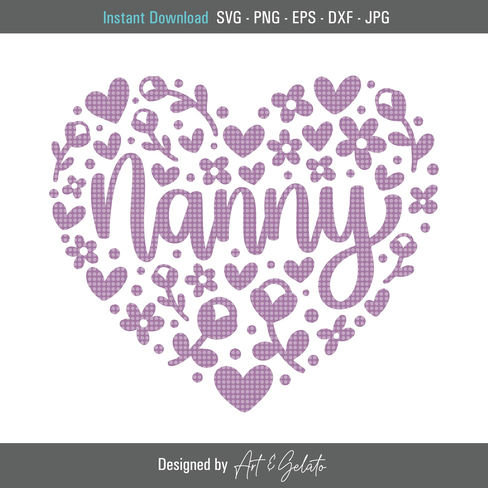 Nanny Floral Heart SVG Floral Heart Svg Mother's Day - Etsy Australia
