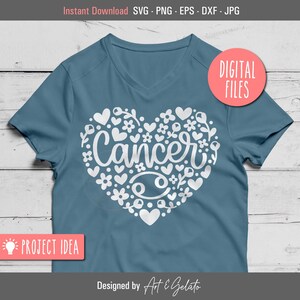 Cancer Floral Heart SVG, Cancer SVG, Horoscope Sign SVG, Zodiac Svg ...