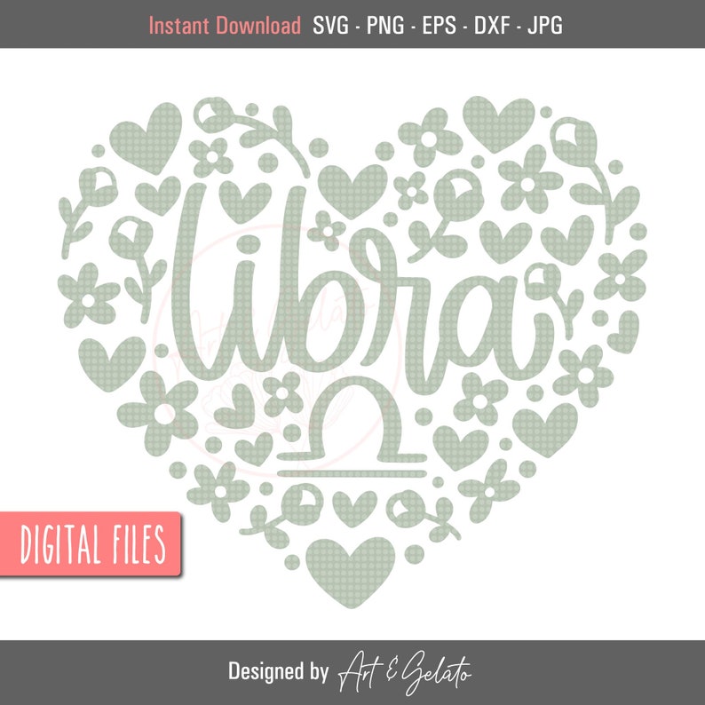Libra Floral Heart SVG Libra SVG Horoscope Sign SVG Zodiac - Etsy