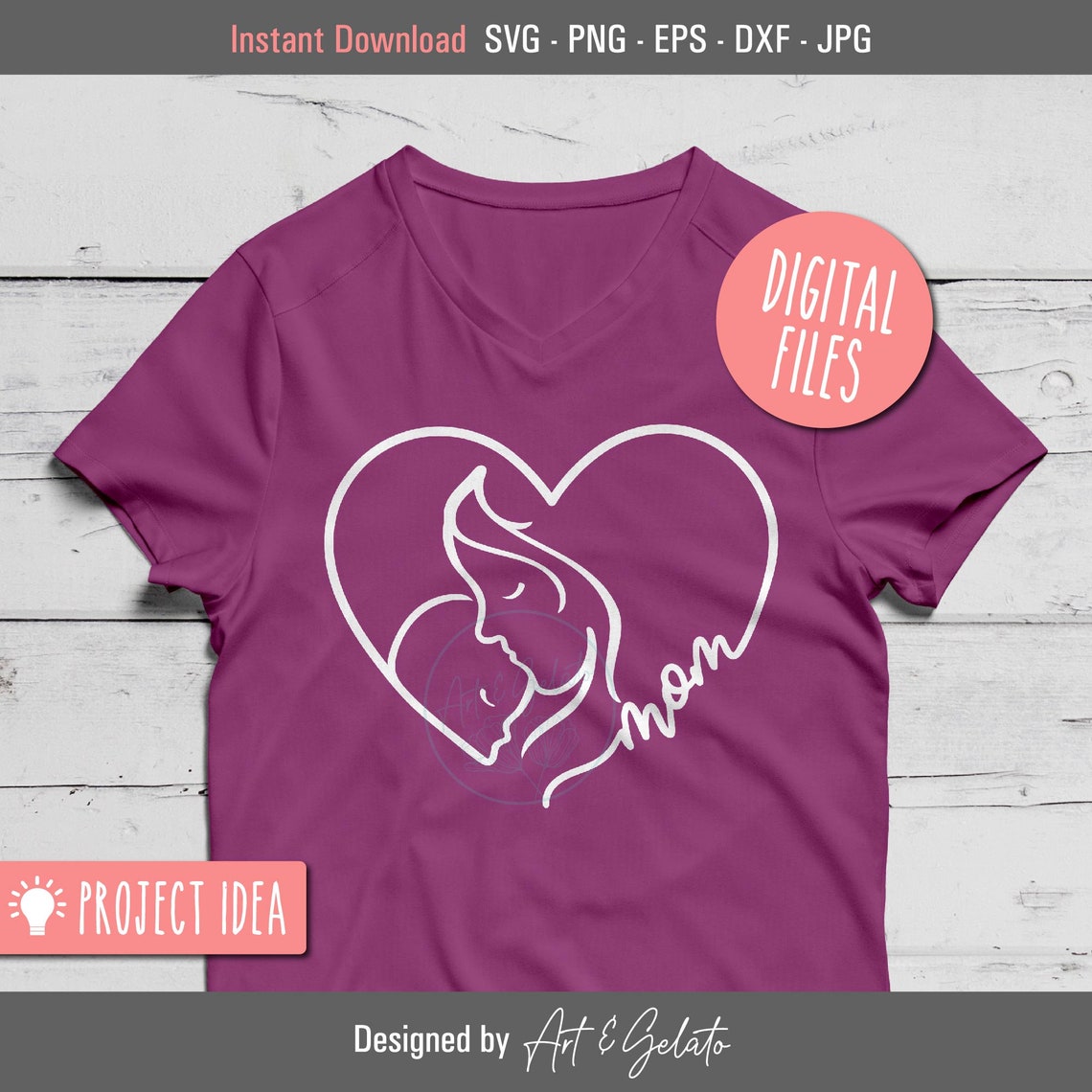 Mom and Baby Heart SVG Mom Heart SVG Happy Mother's Day - Etsy