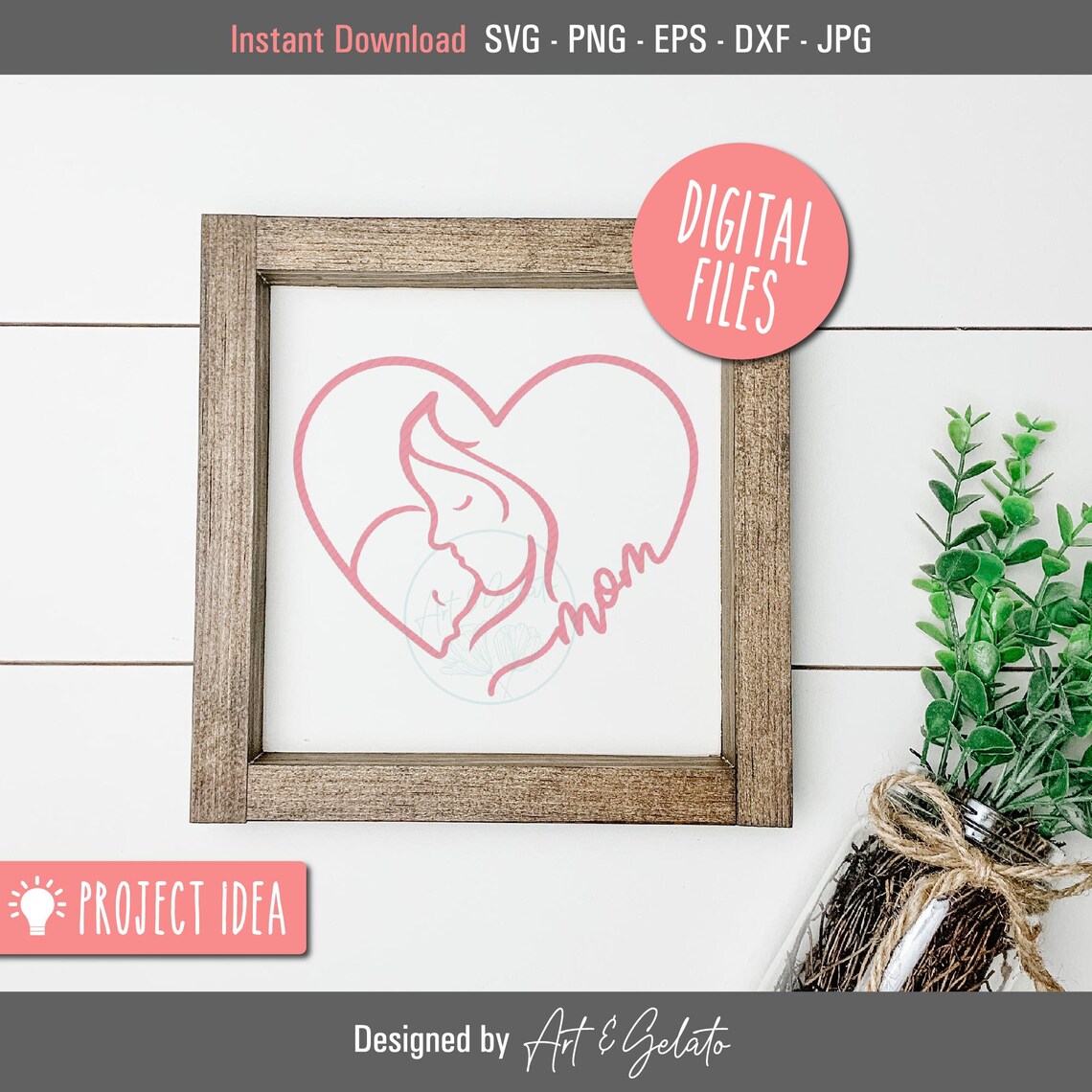 Mom and Baby Heart SVG, Mom Heart SVG, Happy Mother's Day SVG, Mother's ...