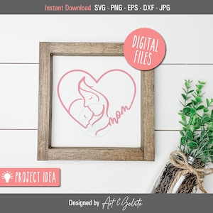 Mom and Baby Heart SVG, Mom Heart SVG, Happy Mother's Day SVG, Mother's ...