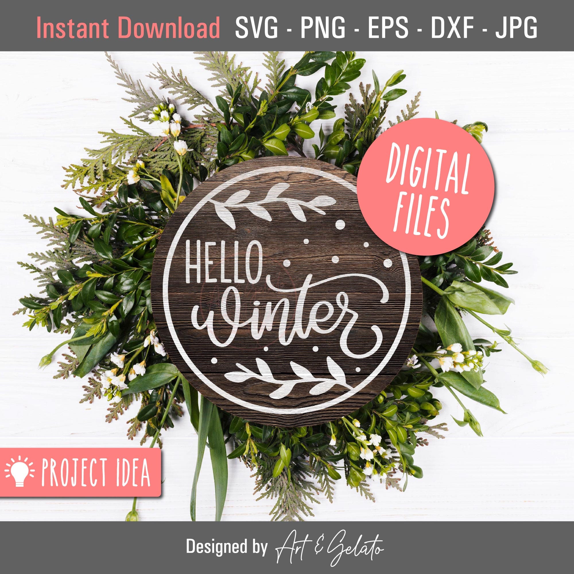 Hello Winter Circle SVG Winter Svg Winter Door Sign SVG - Etsy