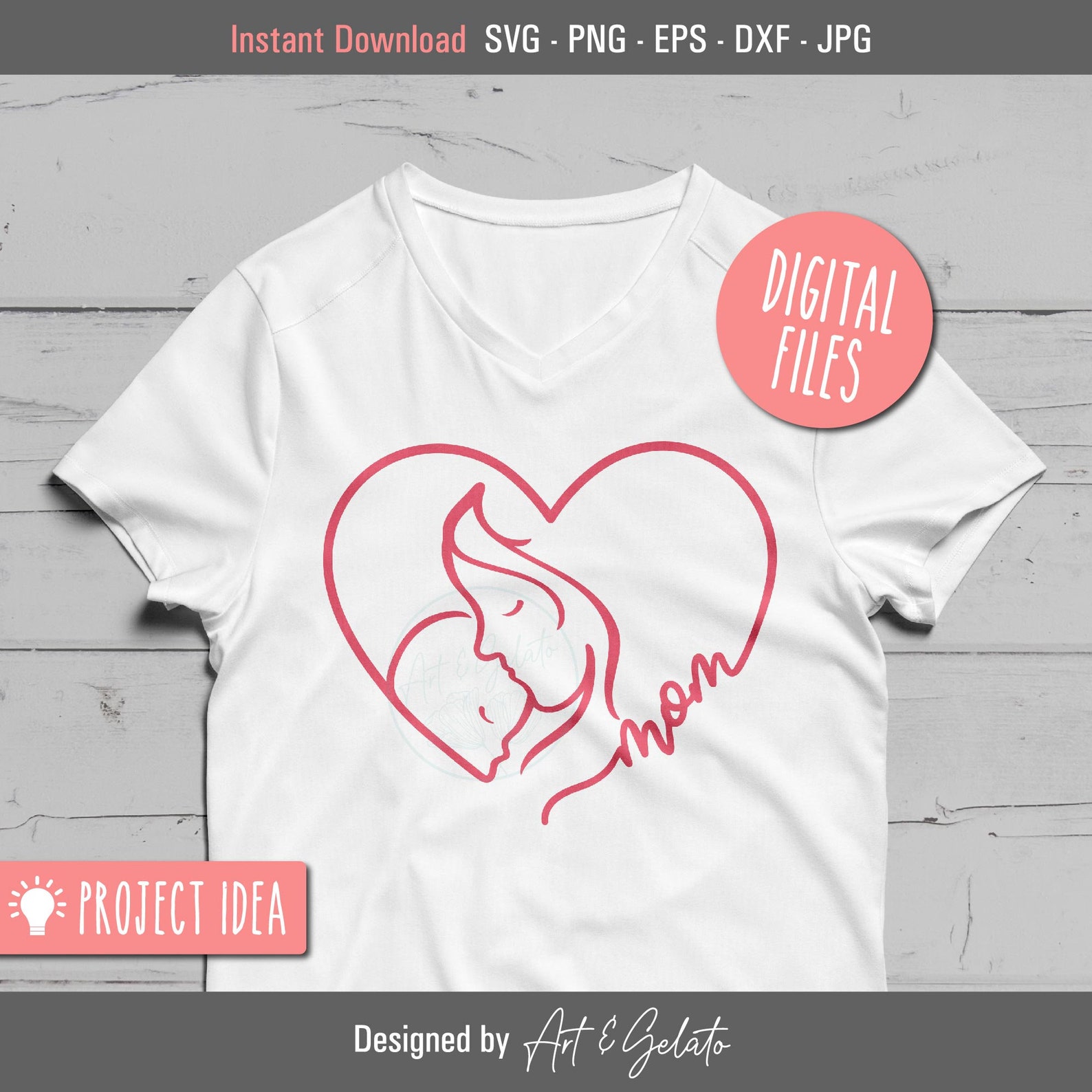 Mom and Baby Heart SVG, Mom Heart SVG, Happy Mother's Day SVG, Mother's ...