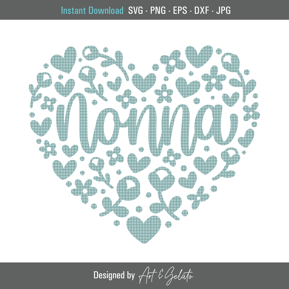 Nonna Floral Heart SVG Grandma SVG Happy Mother's Day | Etsy
