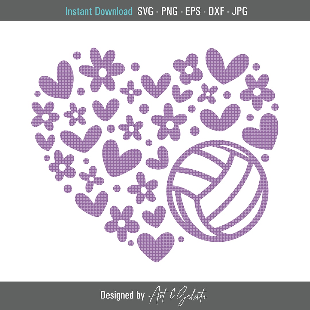 Volleyball Floral Heart SVG, Volleyball Love Svg, Volleyball Girl Svg ...