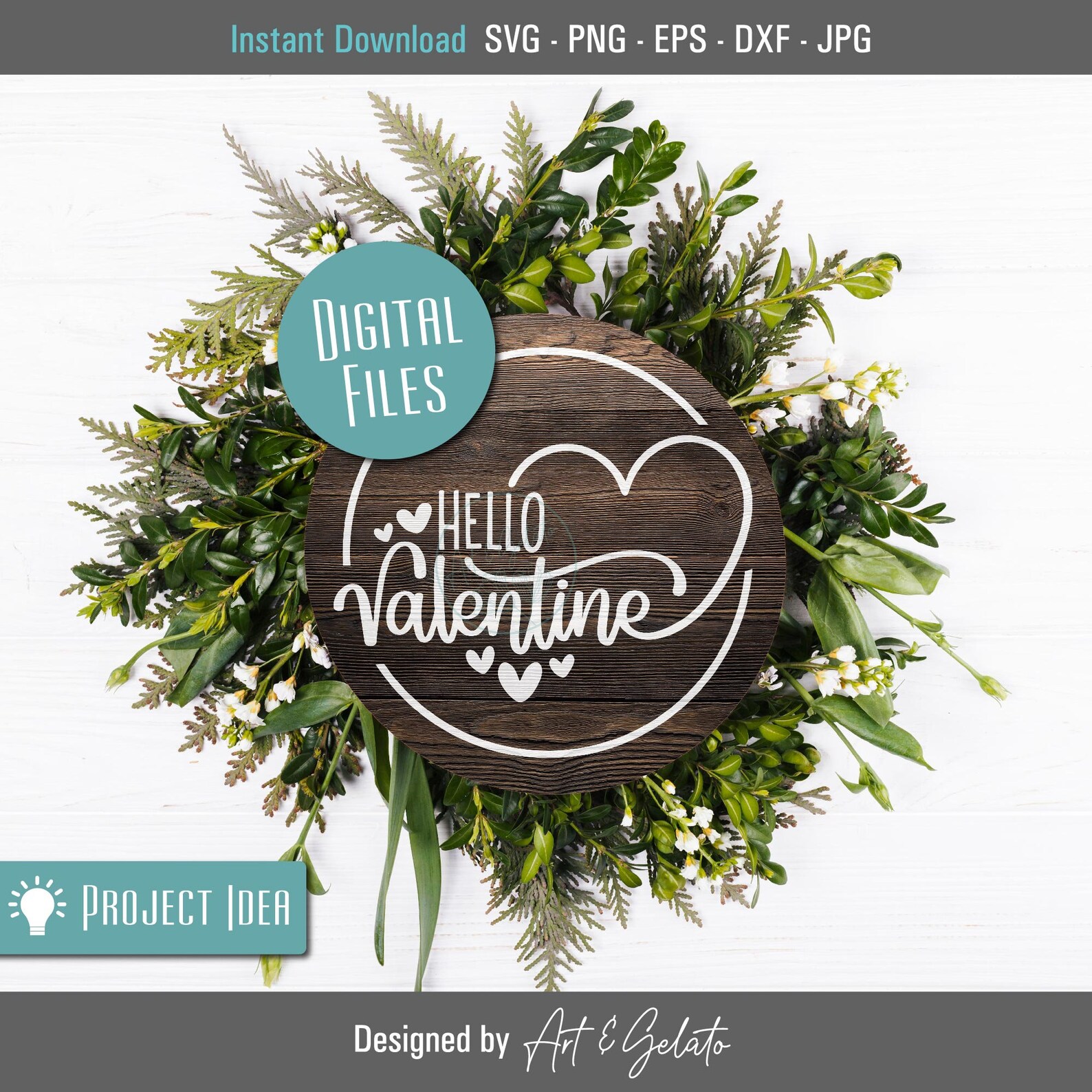 Hello Valentine Circle Sign SVG Hello Valentine Svg Happy - Etsy