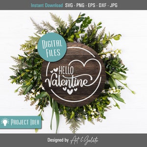 Hello Valentine Circle Sign SVG, Hello Valentine Svg, Happy Valentine's ...