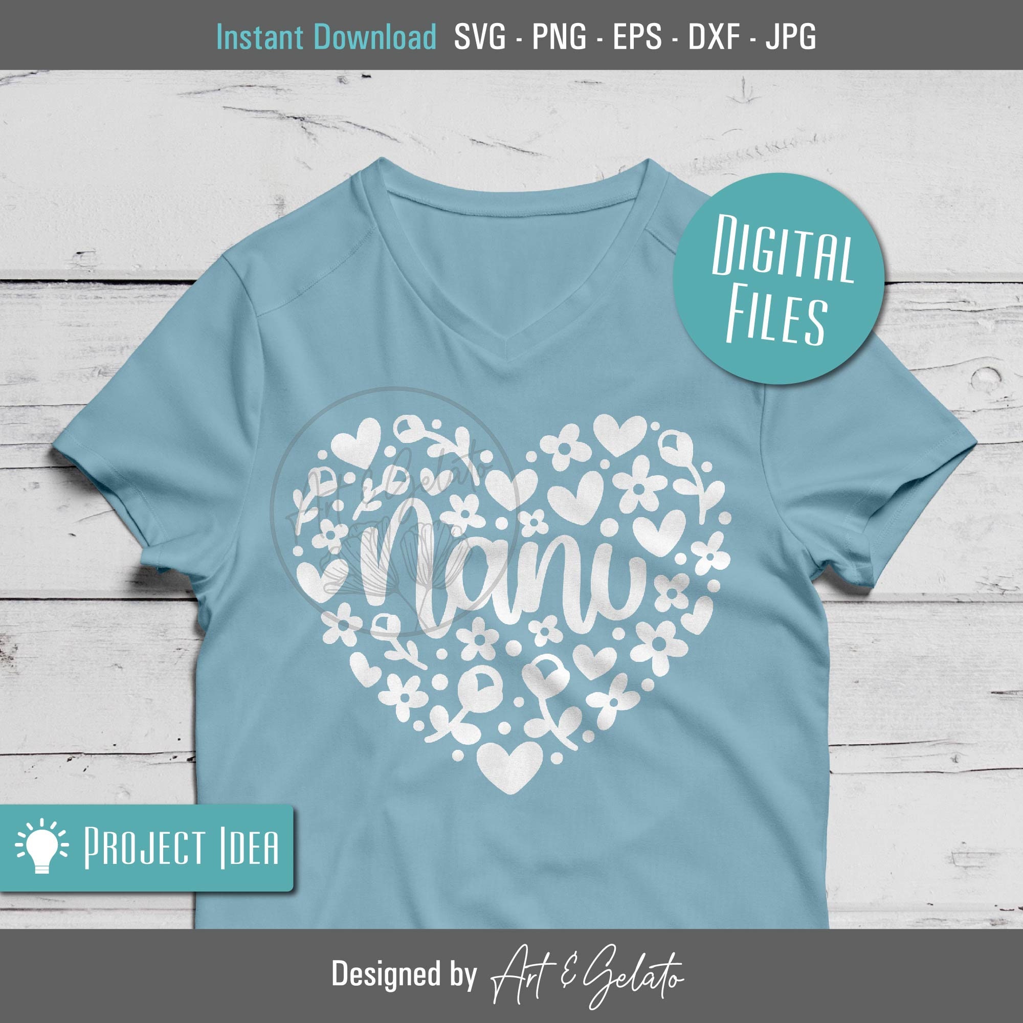 Nani Floral Heart SVG Nani Svg Oma Svg Happy Mother's | Etsy