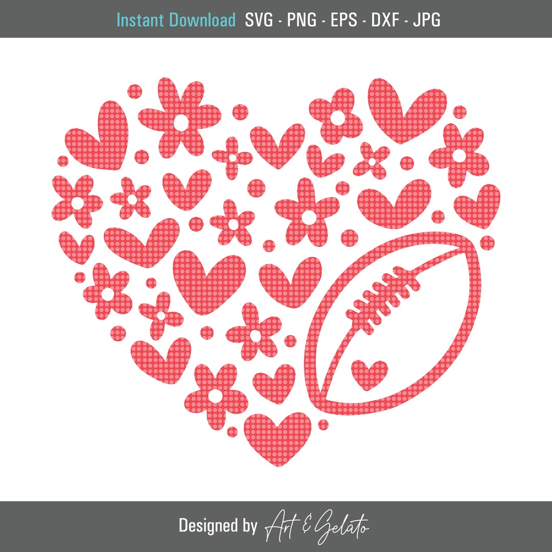 Football Floral Heart SVG, Football Love Svg, Football Girl Svg, Girls ...