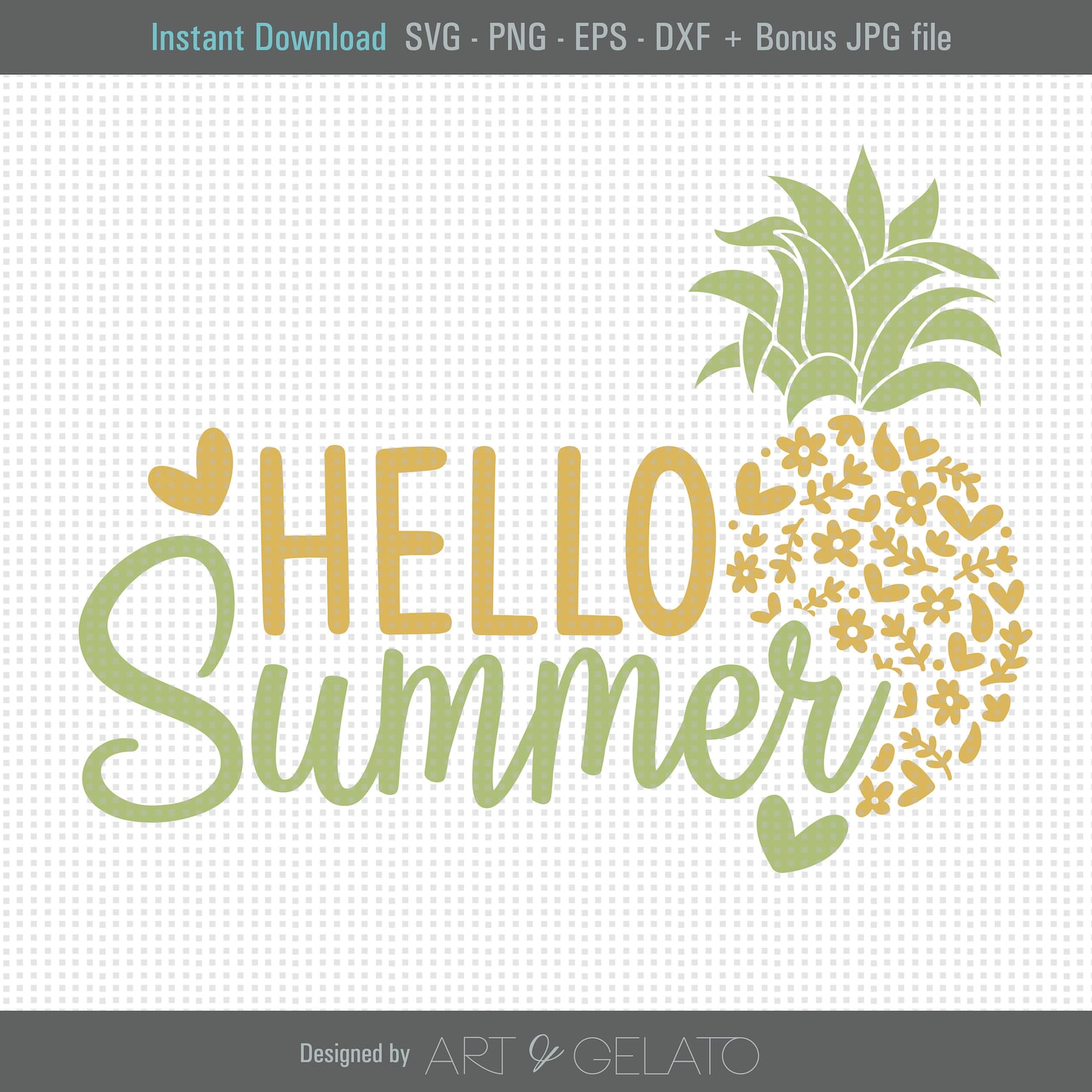 Hello Summer SVG, Summer Pineapple SVG, Summer Sign Svg, Summer Svg ...