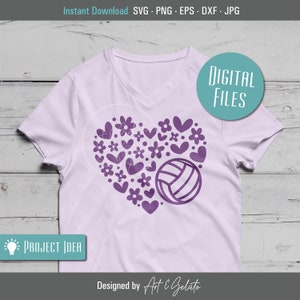Volleyball Floral Heart SVG, Volleyball Love Svg, Volleyball Girl Svg ...