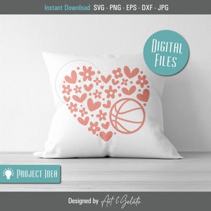 Basketball Floral Heart SVG, Basketball Love Svg, Basketball Girl Svg ...