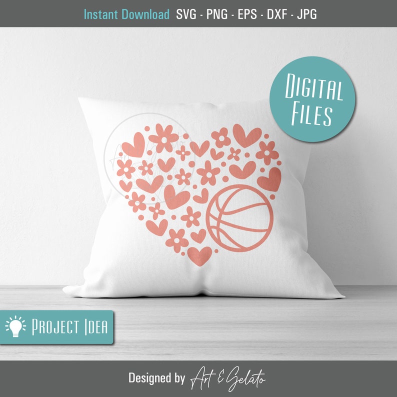 Basketball Floral Heart SVG Basketball Love Svg Basketball - Etsy