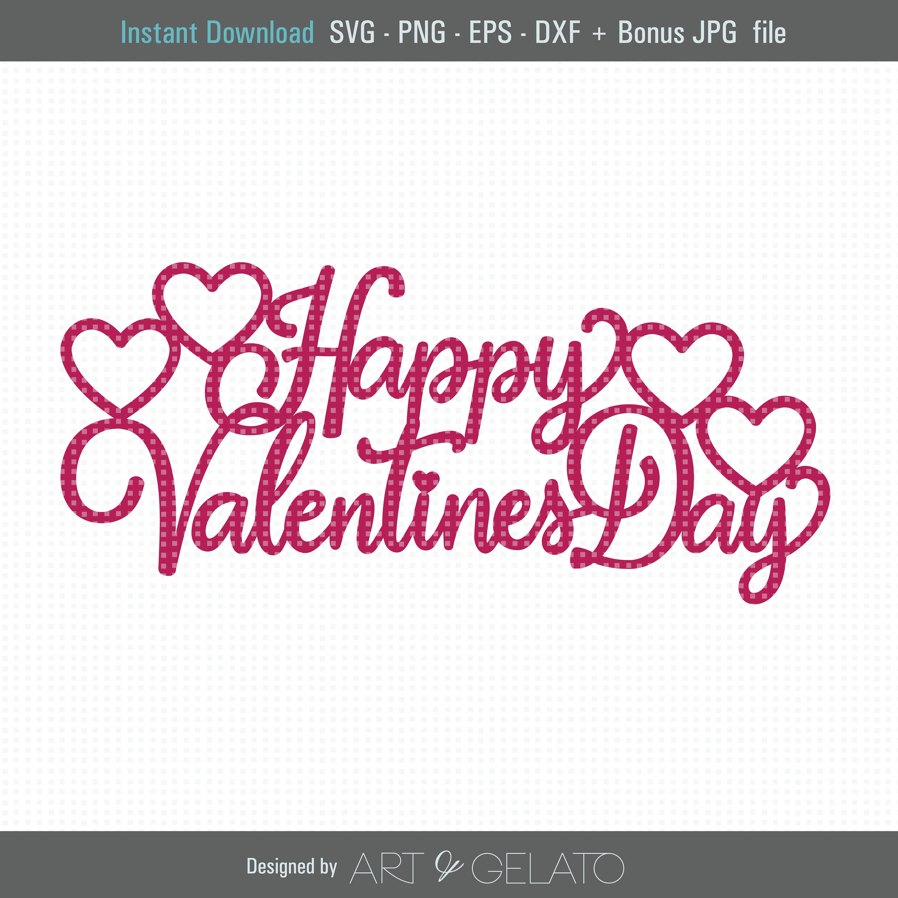 Happy Valentines Day Cake Topper SVG Happy Valentines Day - Etsy