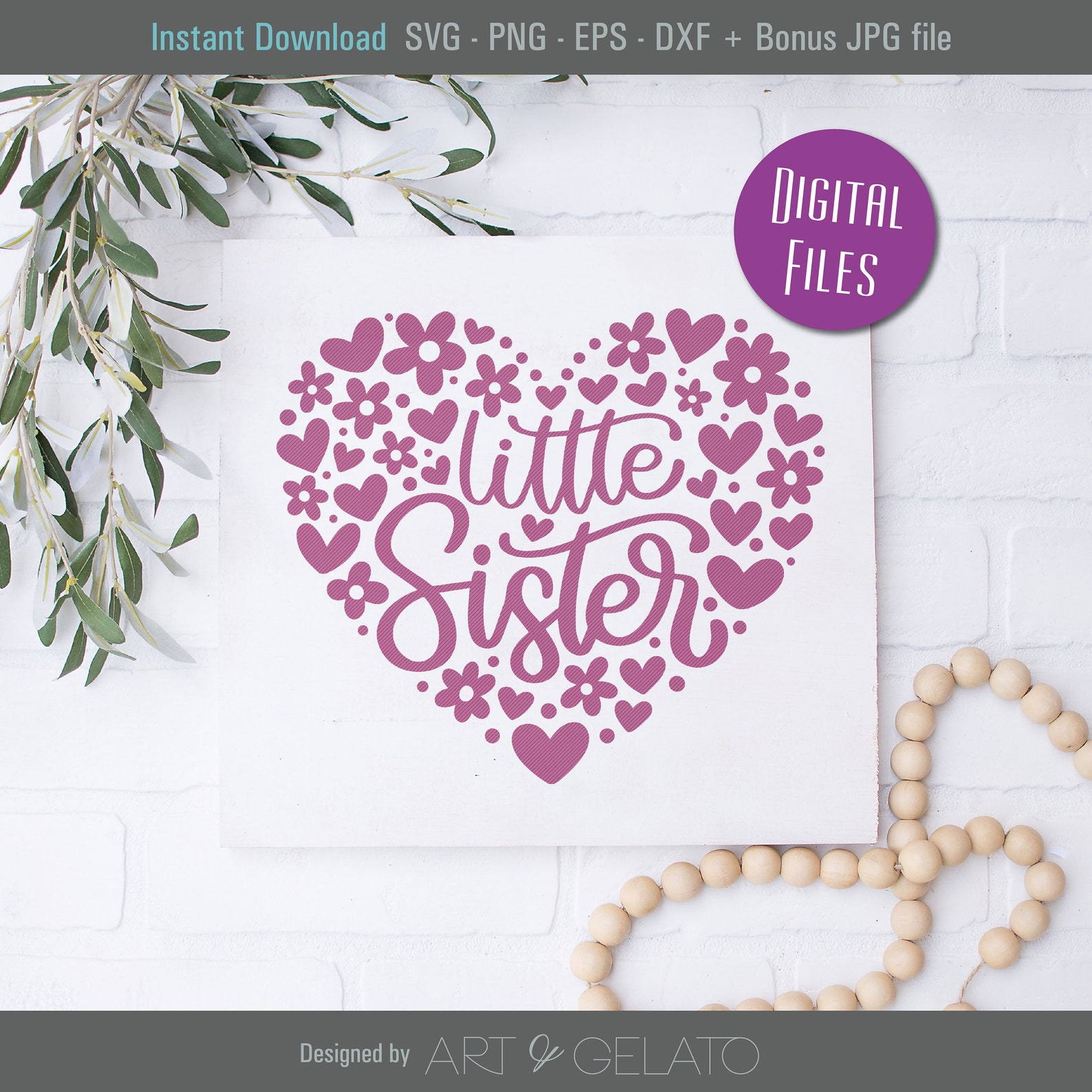 Little Sister Svg, Sister Svg, Baby Girl Shower Svg, Little Sister ...
