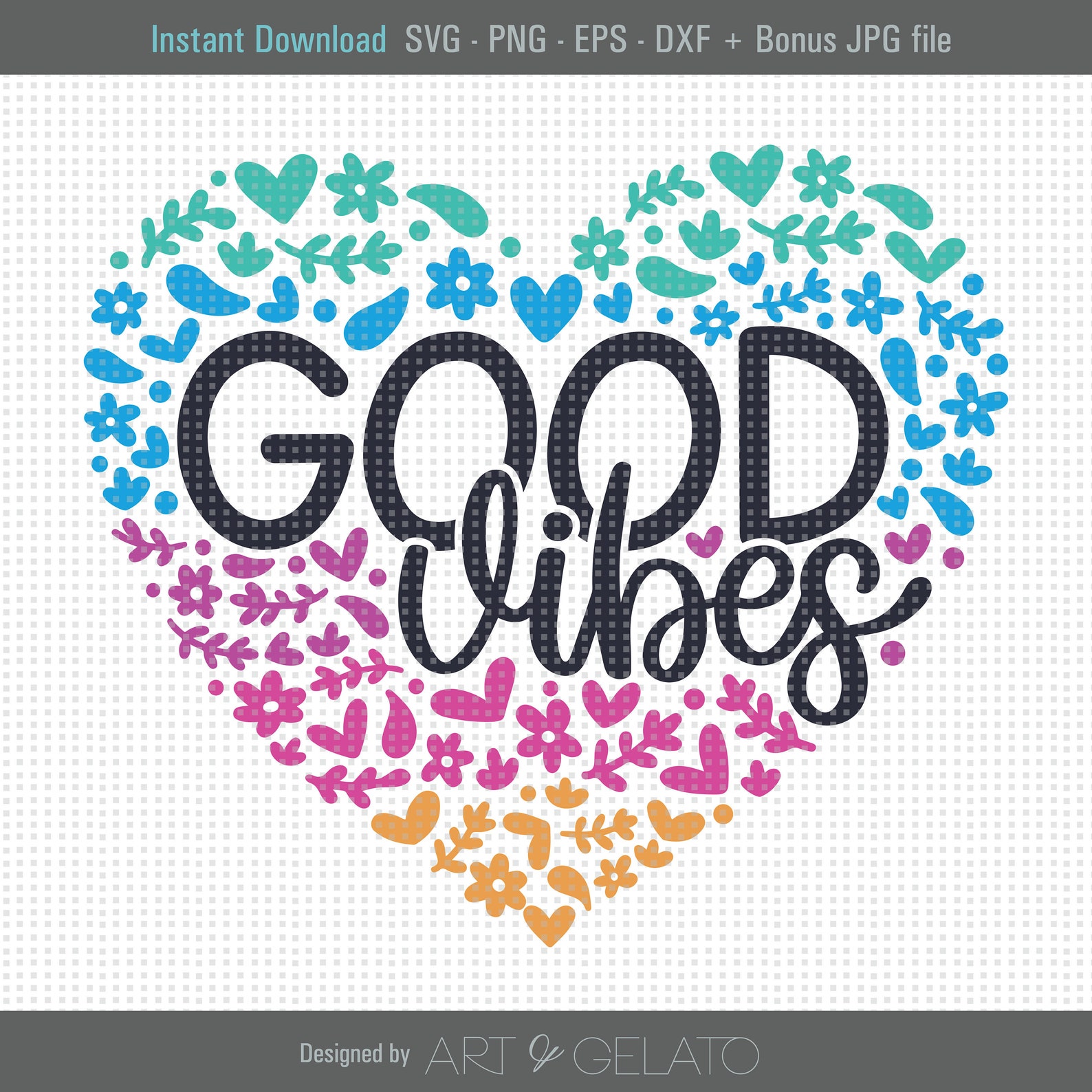 Good Vibes SVG Good Vibes Floral Heart Svg Summer Svg Good | Etsy