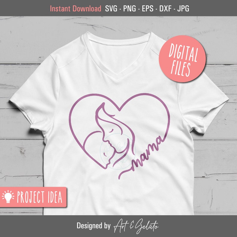 Mama and Baby Heart SVG Mama Heart SVG Happy Mother's | Etsy