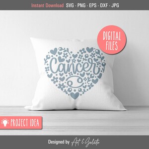 Cancer Floral Heart SVG, Cancer SVG, Horoscope Sign SVG, Zodiac Svg ...