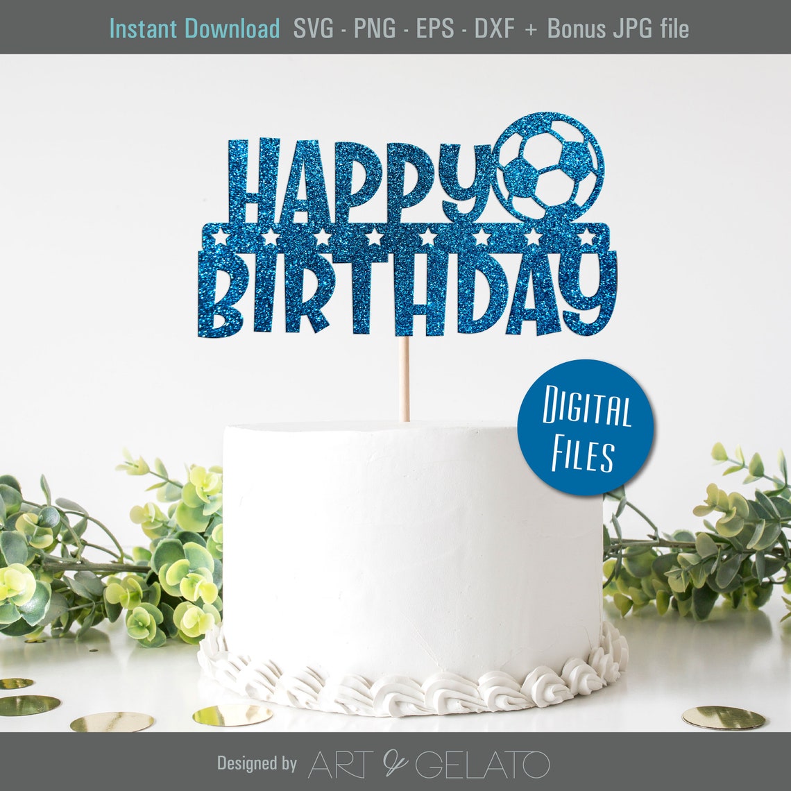 Happy Birthday Soccer SVG, Cake Topper Cutout Svg, Soccer Cake Topper ...