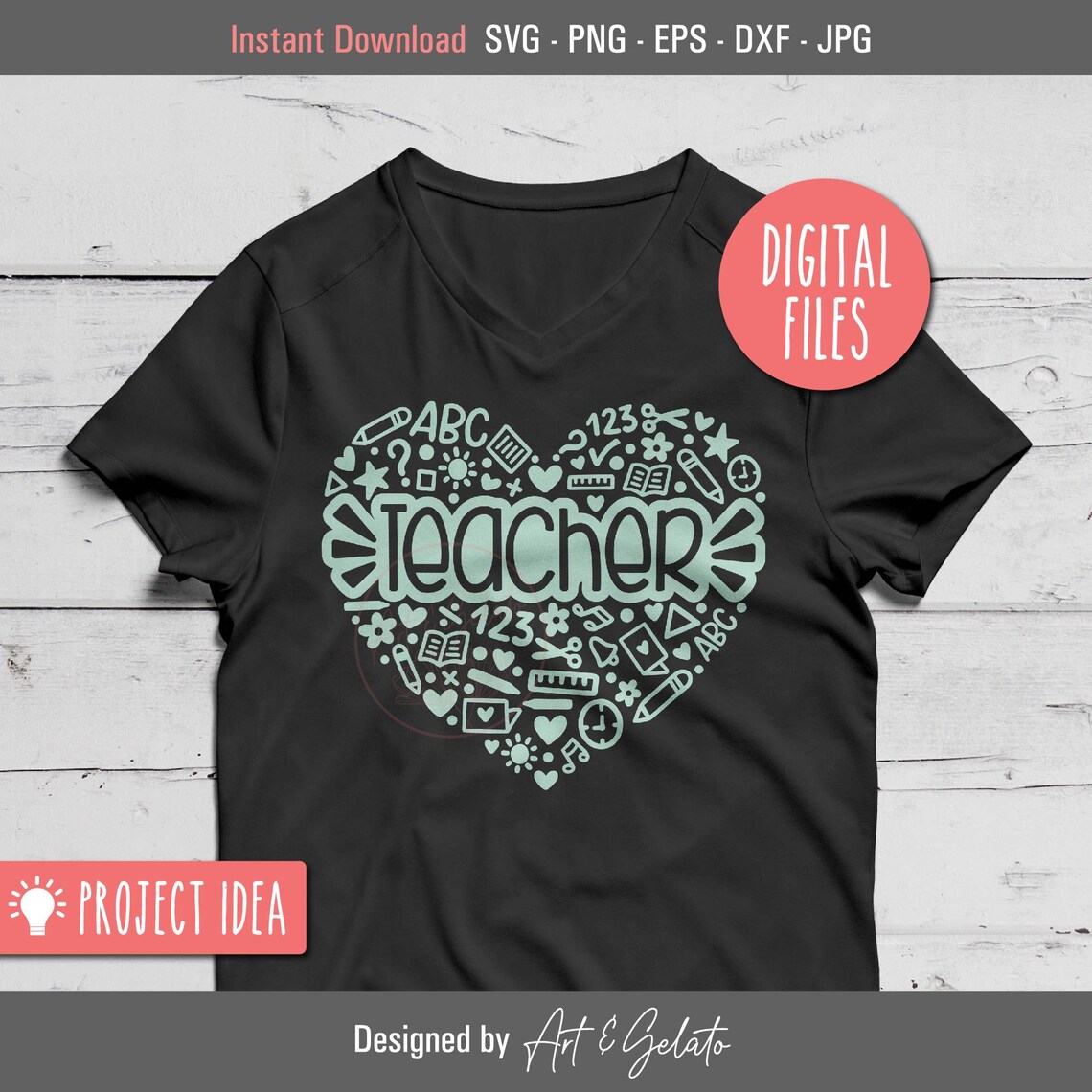 Teacher School Doodle Heart SVG Teacher SVG Teacher Gift - Etsy