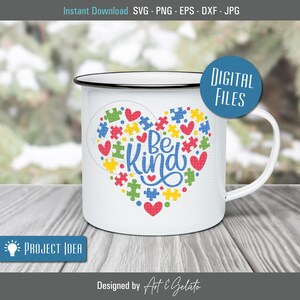 Be Kind Autism Heart SVG, Autism SVG, Autism Awareness SVG, Puzzle ...