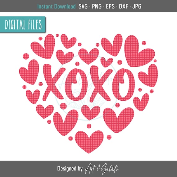 XOXO Heart SVG Happy Valentines Day SVG Valentines Day Svg | Etsy