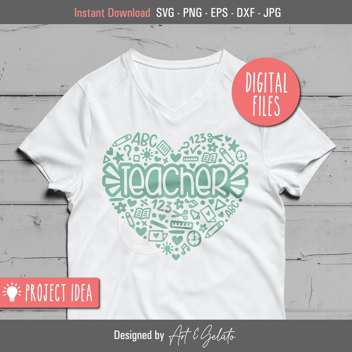 Teacher School Doodle Heart SVG Teacher SVG Teacher Gift - Etsy