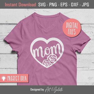 Mom Heart Cutout SVG, Happy Mothers Day Svg, Mothers Day Cake Topper ...